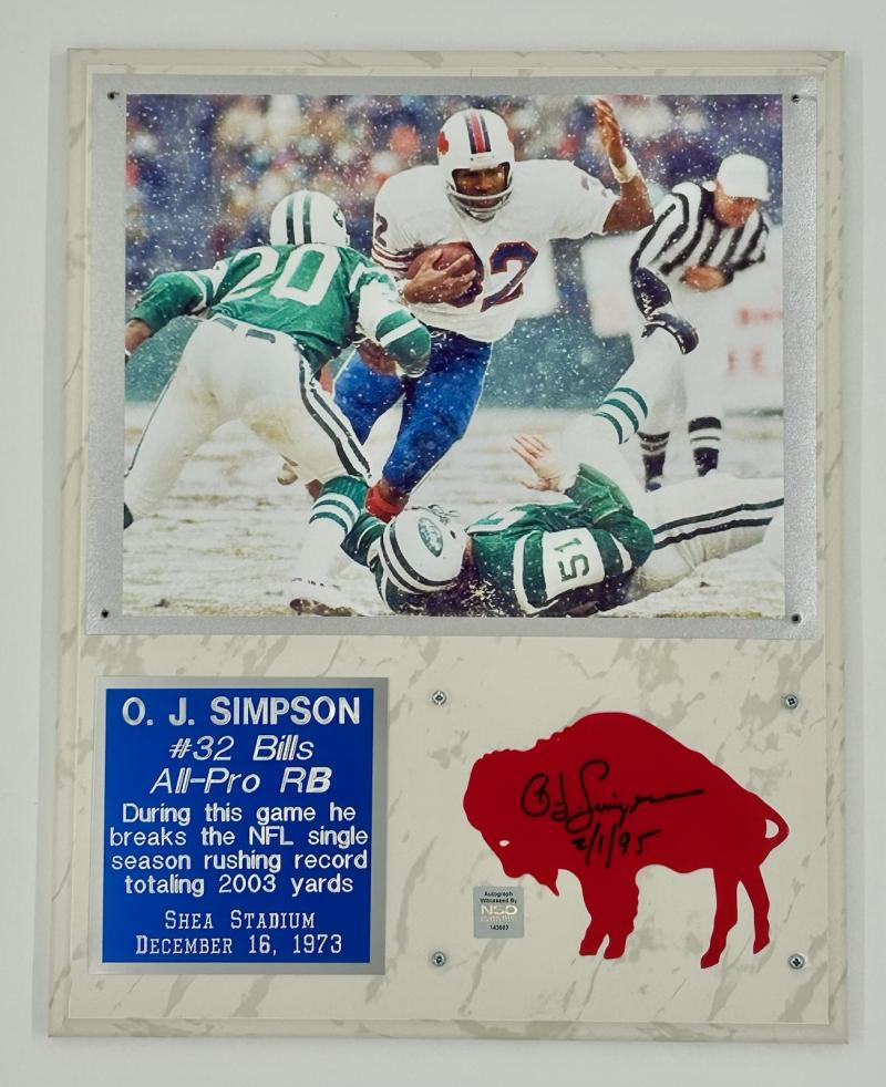 O.J. Simpson Plaque with date of signing decal in jail | Sports ...